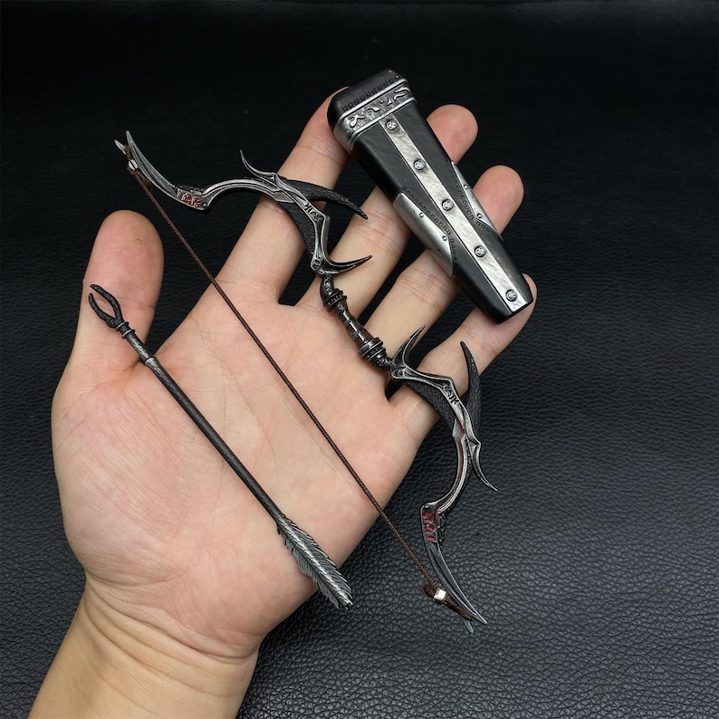 Skyrim Daedric Bow Miniature: Handmade 1/6 Scale Metal Replica With ...