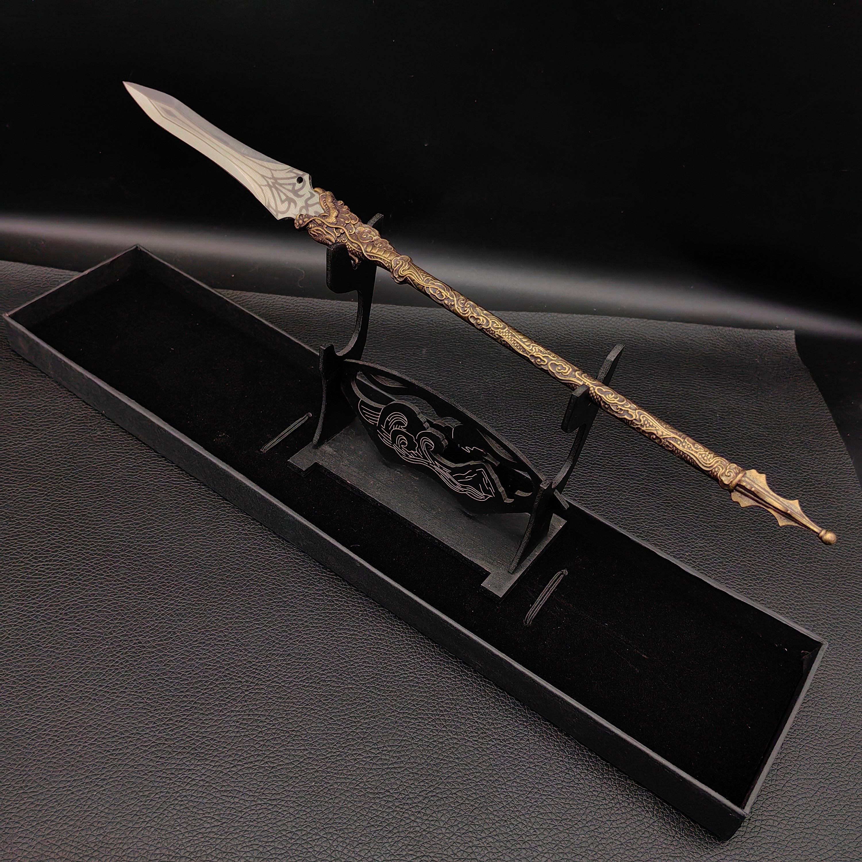 Mini Guan Gong Green Dragon Crescent Blade Greatsword Three Prong Spear ...