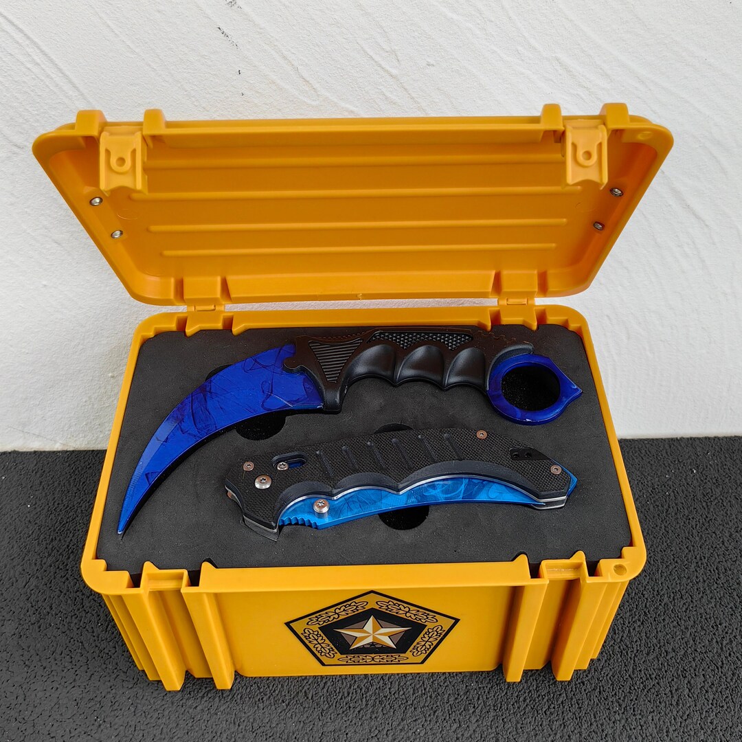 Game Karambit Doppler Sapphire Skin Flip Knife Doppler Blue Karambit CSGO Gamma Case Rare Skin ...