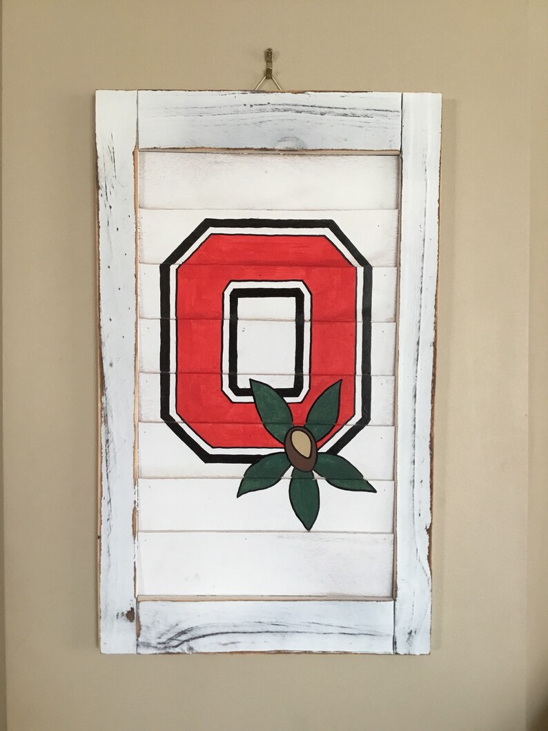 Ohio State Block O hand painted distressed decorative | Etsy