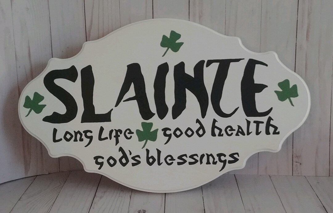 Irish "slainte" Sign, Hand Painted, Wooden, Home Décor, Bar Décor, Gift ...