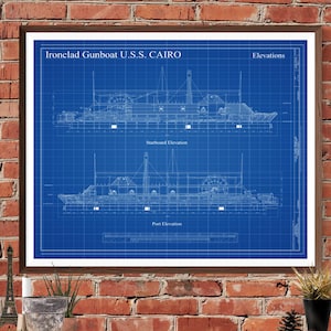 USS Cairo Ironclad Gunboat Blueprint – Restored Civil War Ship Poster - Etsy