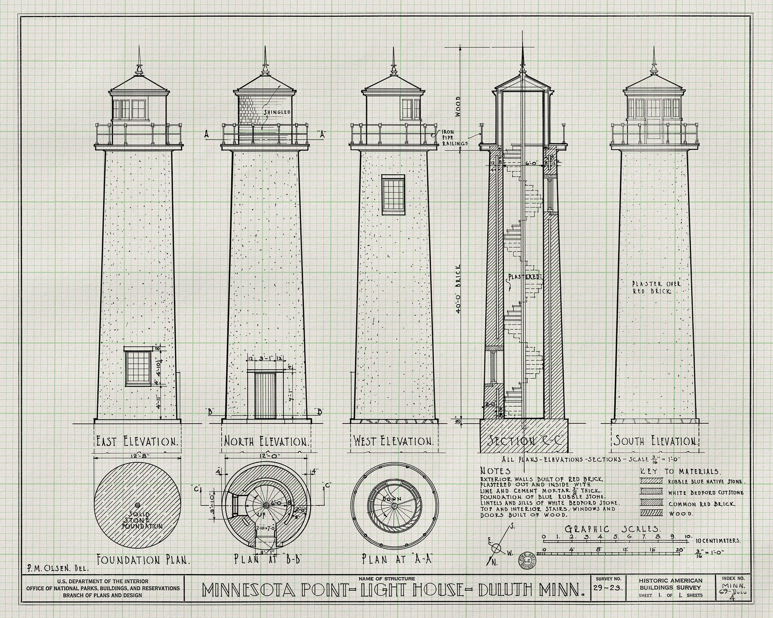 Minnesota Point Lighthouse Blueprint Duluth Minnesota - Etsy