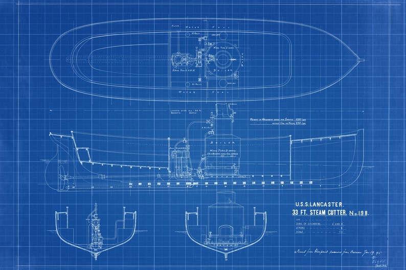 USS Lancaster Civil War Ship Blueprint - Navy Ship Blueprint ...