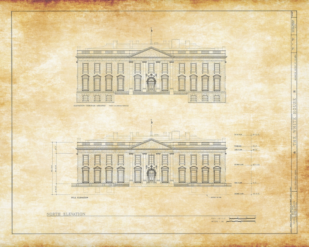 The White House Blueprint Drawing - Executive Mansion Blueprint, White ...
