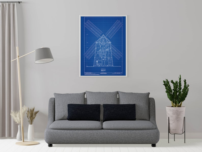 Windmill Blueprint Poster – 1806 Hook Mill Section Drawing - Etsy