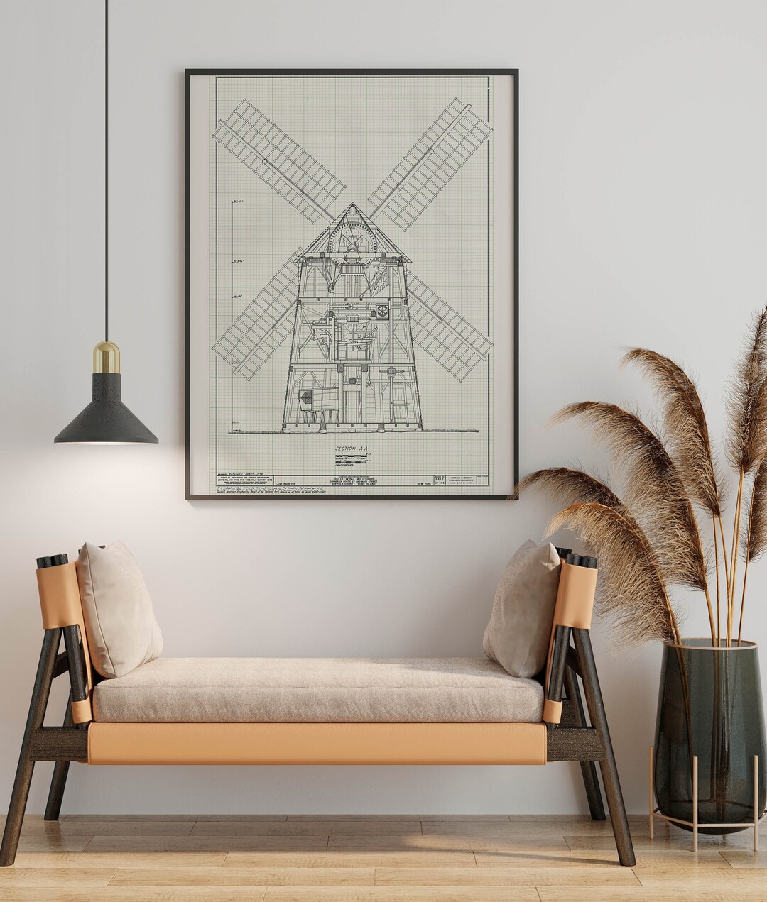 Windmill Blueprint Poster – 1806 Hook Mill Section Drawing - Etsy
