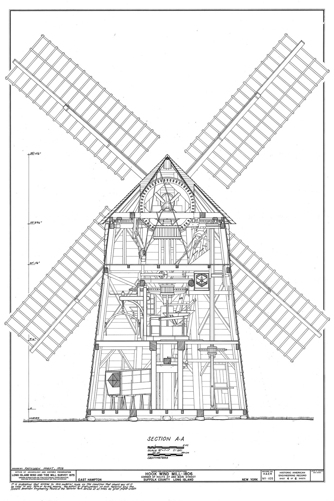 Windmill Blueprint Poster – 1806 Hook Mill Section Drawing - Etsy