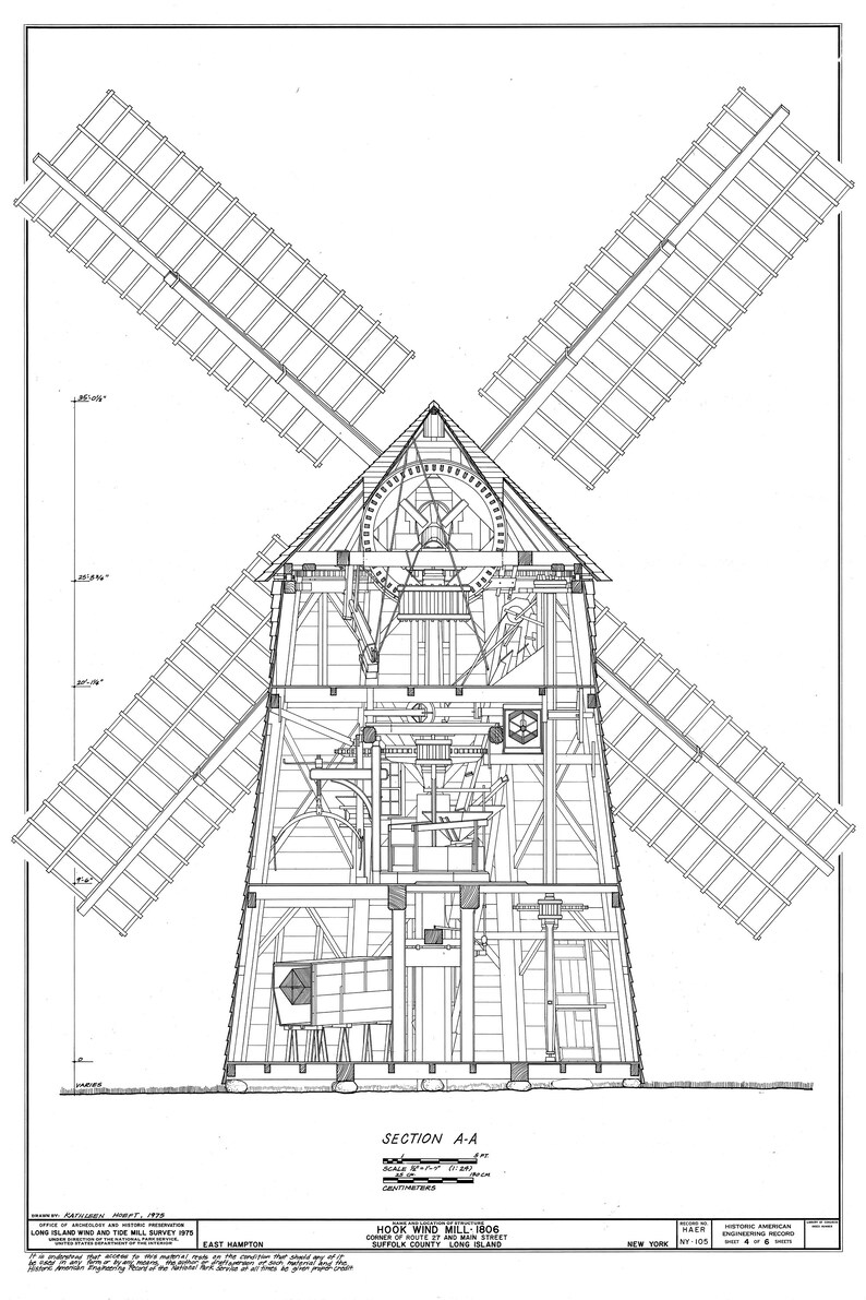 Windmill Blueprint Poster – 1806 Hook Mill Section Drawing - Etsy