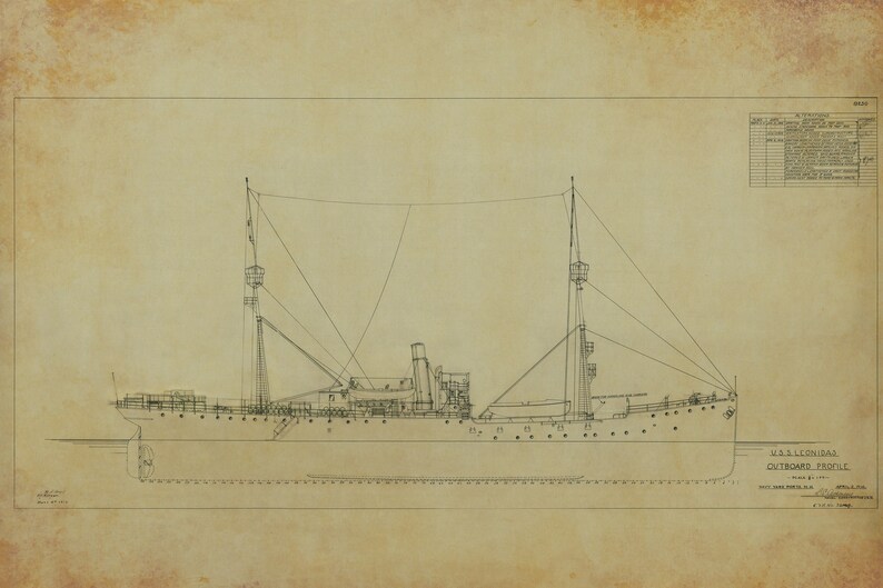 USS Leonidas Destroyer Tender Blueprint – Navy Ship Poster - Etsy Canada