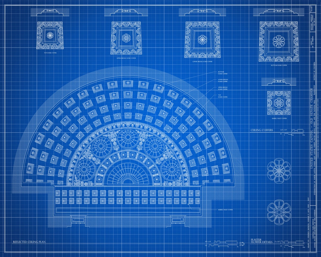 Senate Chamber Ceiling Plan Blueprint – US Capitol Building Art Print ...