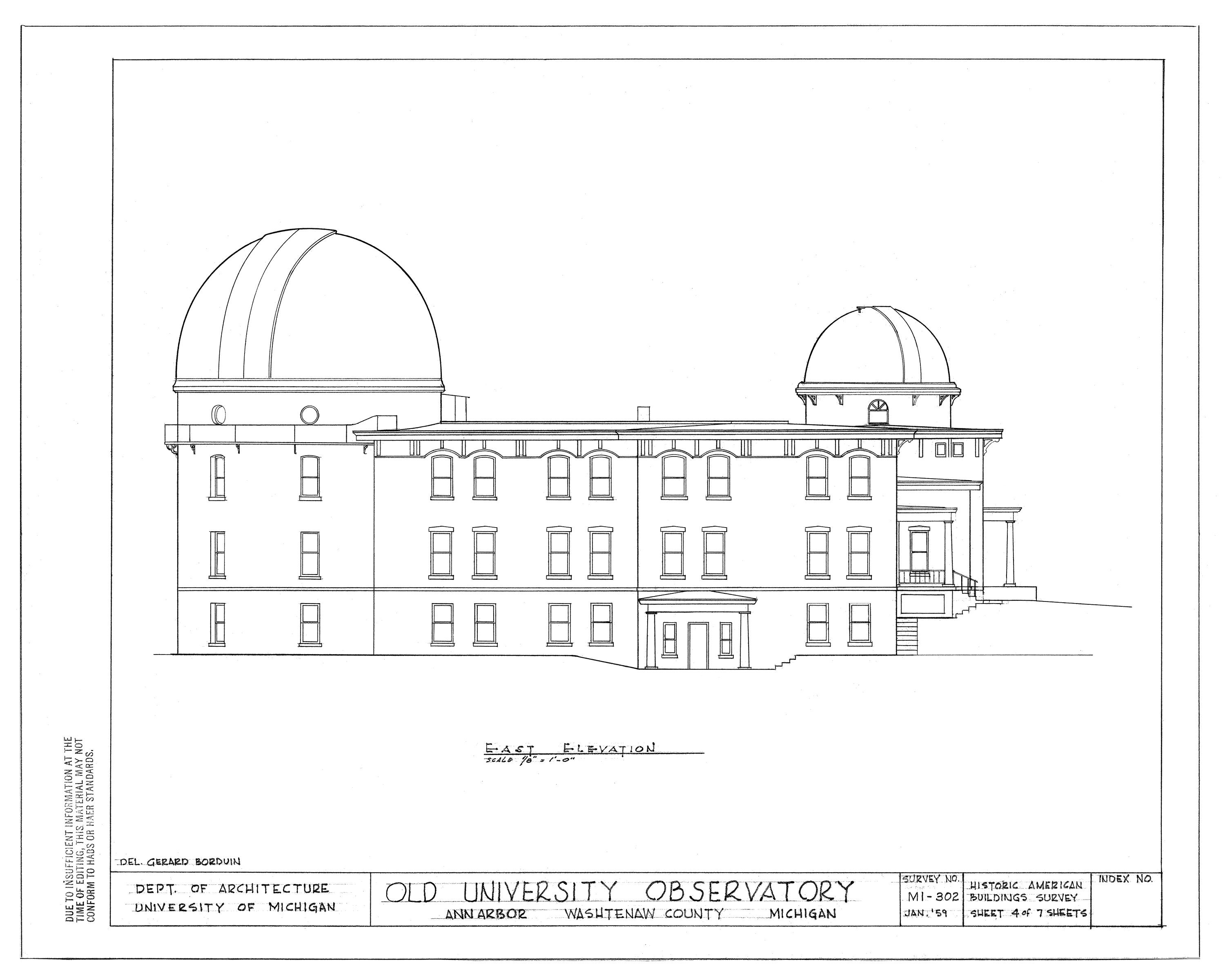 Detroit Observatory Drawing Blueprint Old University Observatory ...