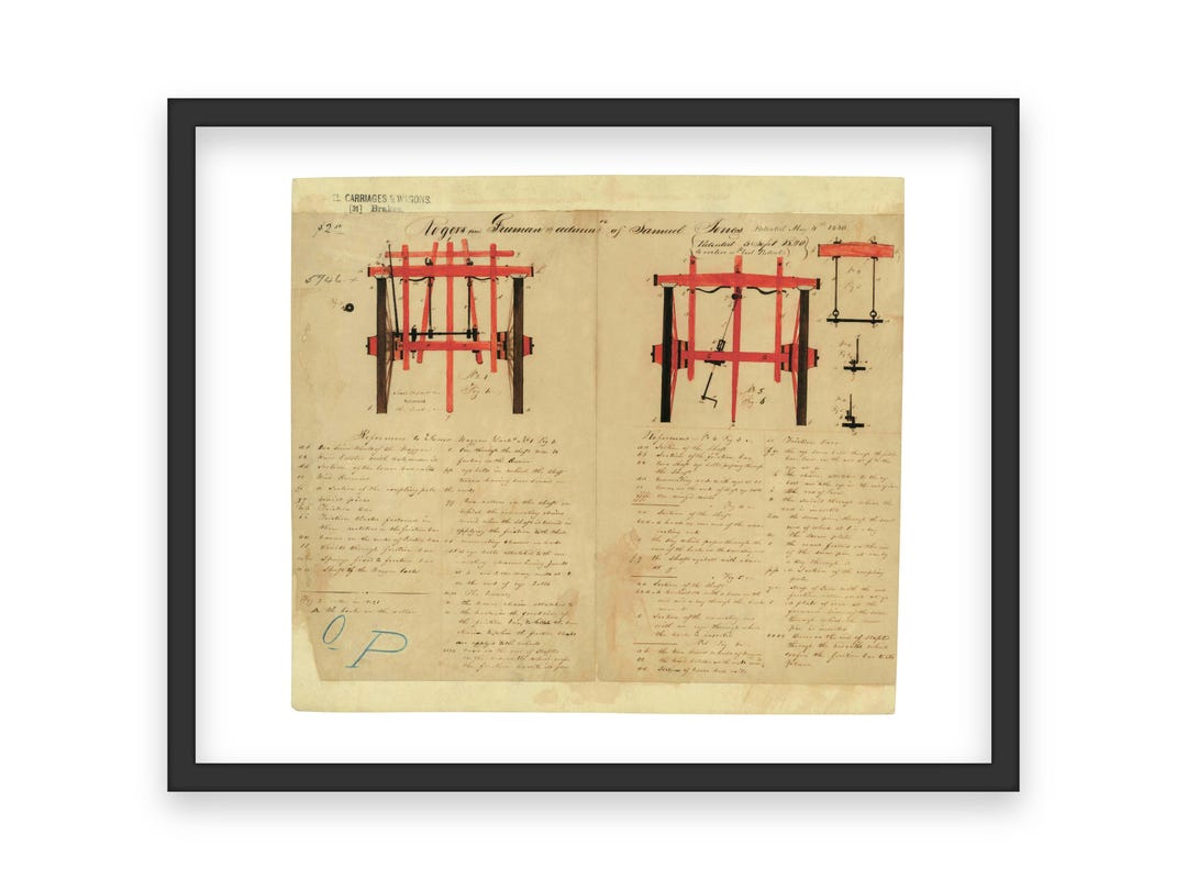 Carriage and Wagon Brake Patent Print 1830 - Vintage Transportation Art ...