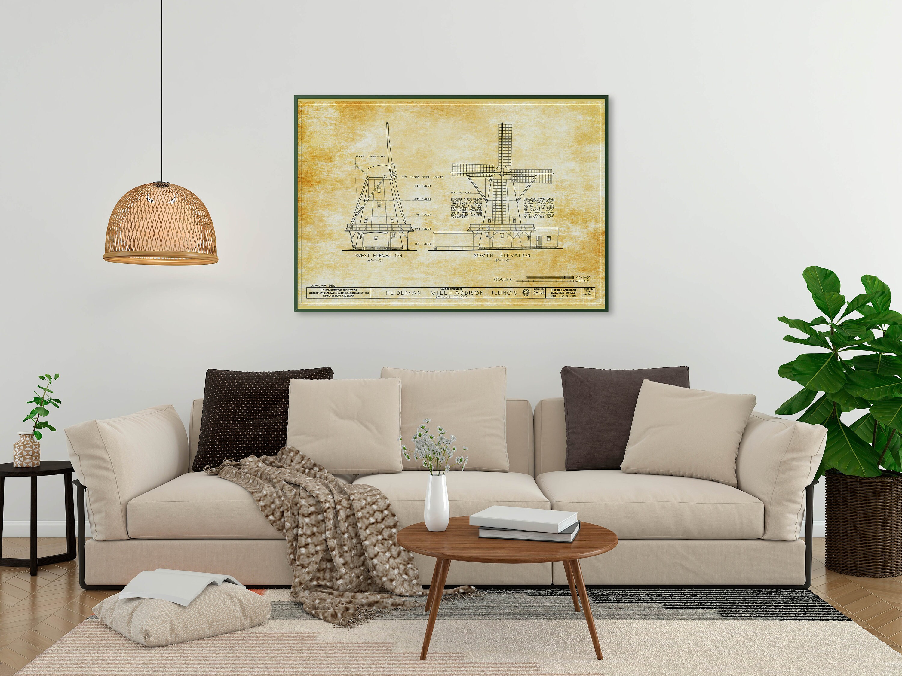 Heideman Mill Blueprint Drawing Mill Poster Windmill - Etsy UK