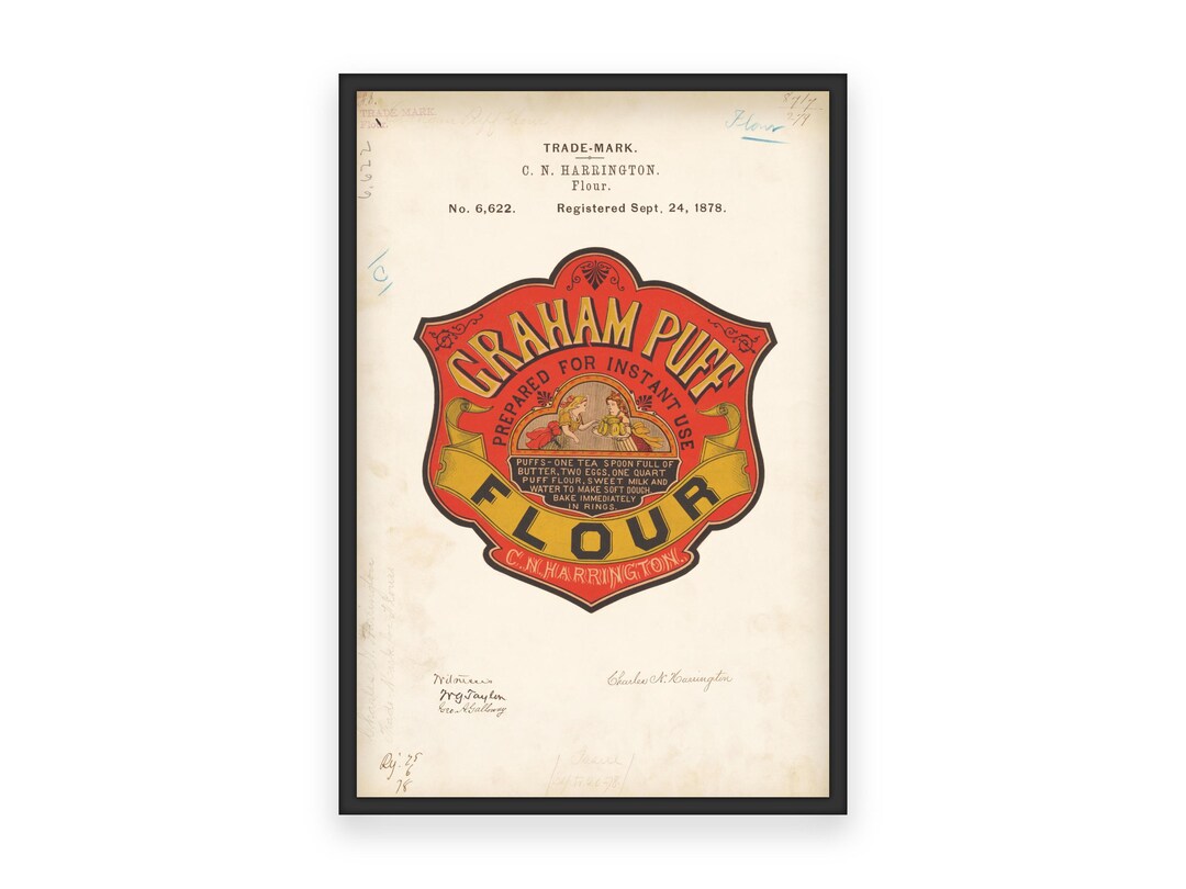 Graham Puff Flour 1878 Poster - Vintage Flour Branding, Classic Baking ...