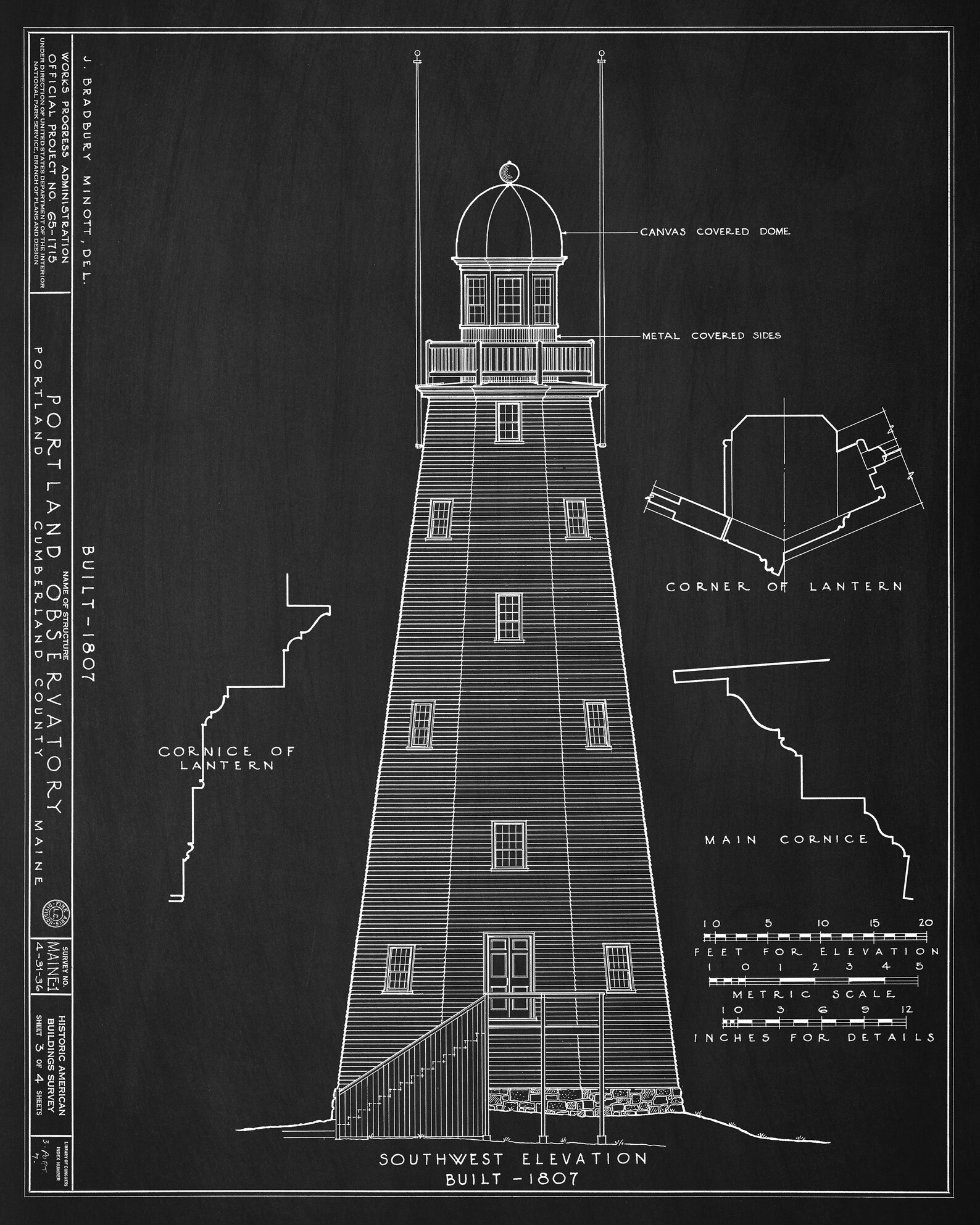 Portland Observatory Blueprint Drawing - Portland Maine Observatory ...