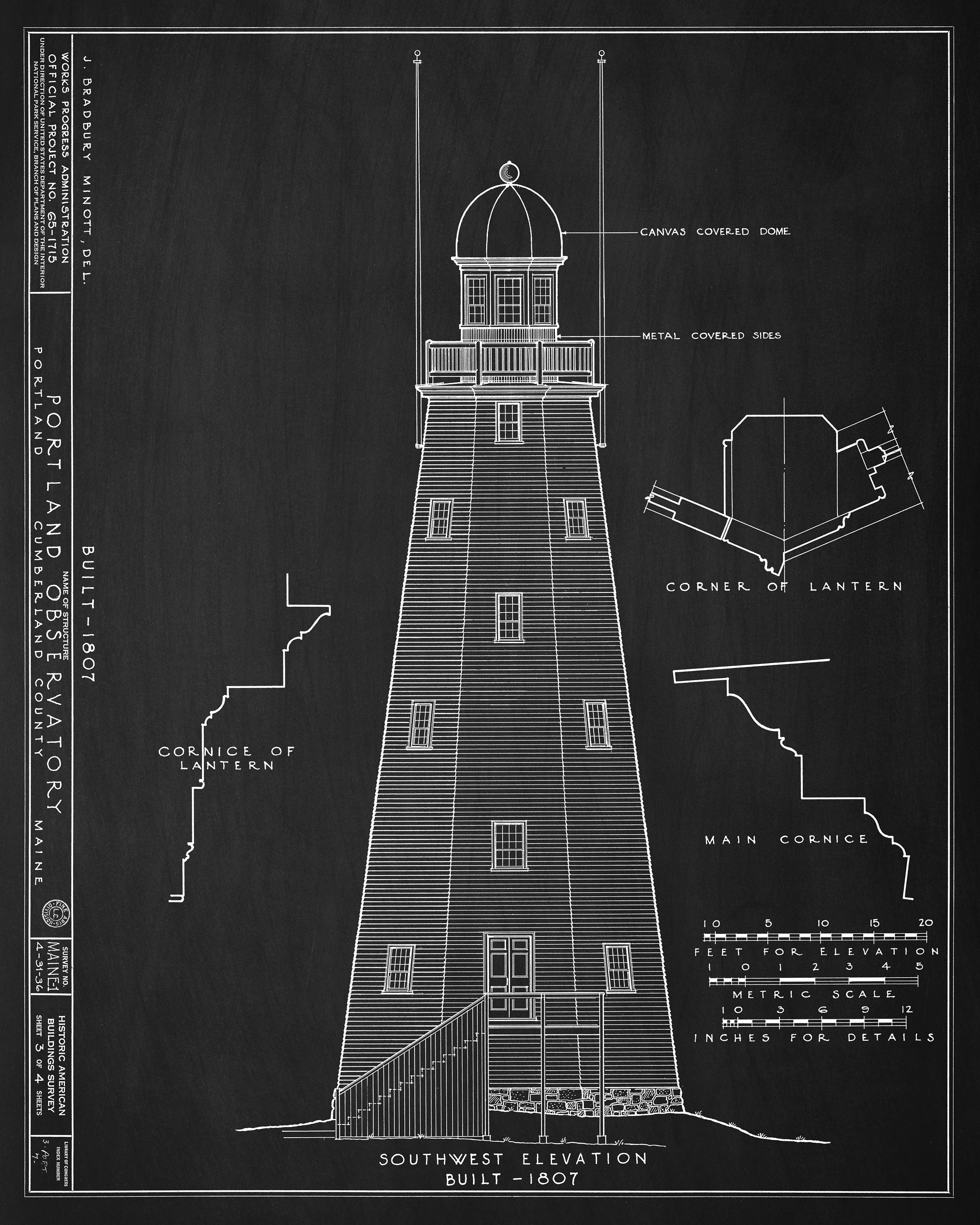 Portland Observatory Blueprint Drawing - Portland Maine Observatory ...