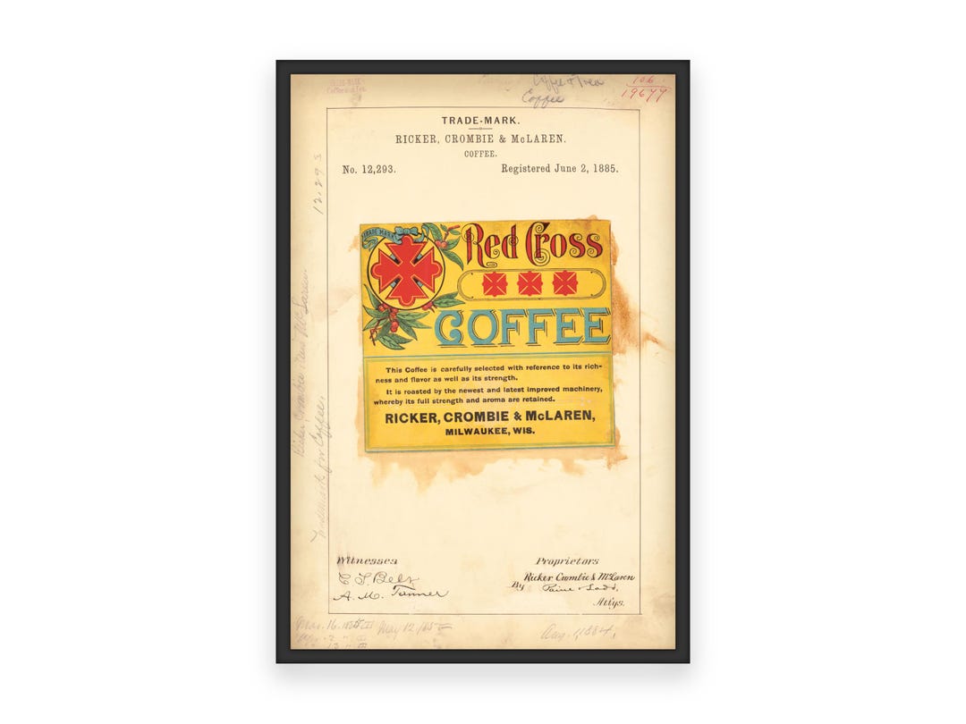 Red Cross Coffee 1885 Poster - Vintage Trademark Art Print - Etsy