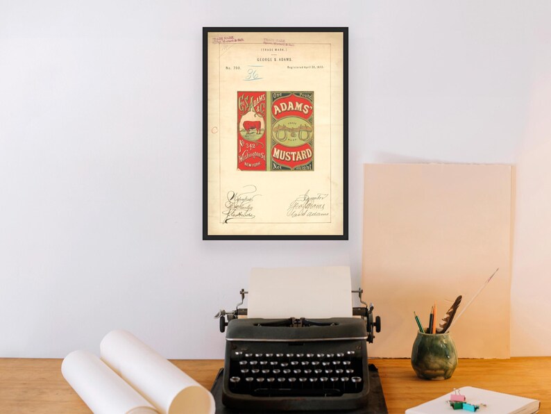 Adams Mustard Trademark 1872 Print Vintage Mustard Label Art, Retro ...