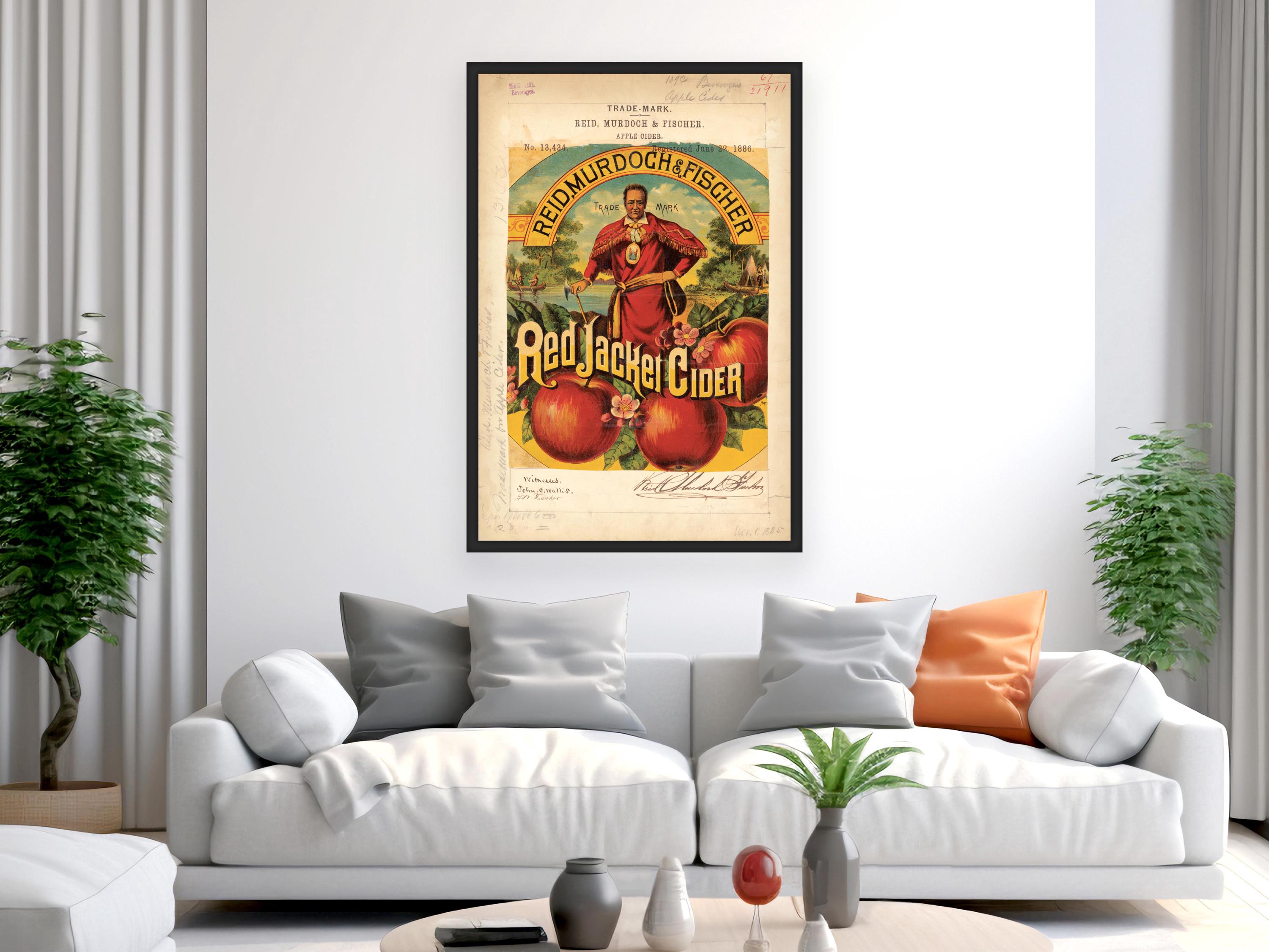 Red Jacket Cider 1886 Poster - Vintage Apple Cider Label Art Print - Etsy