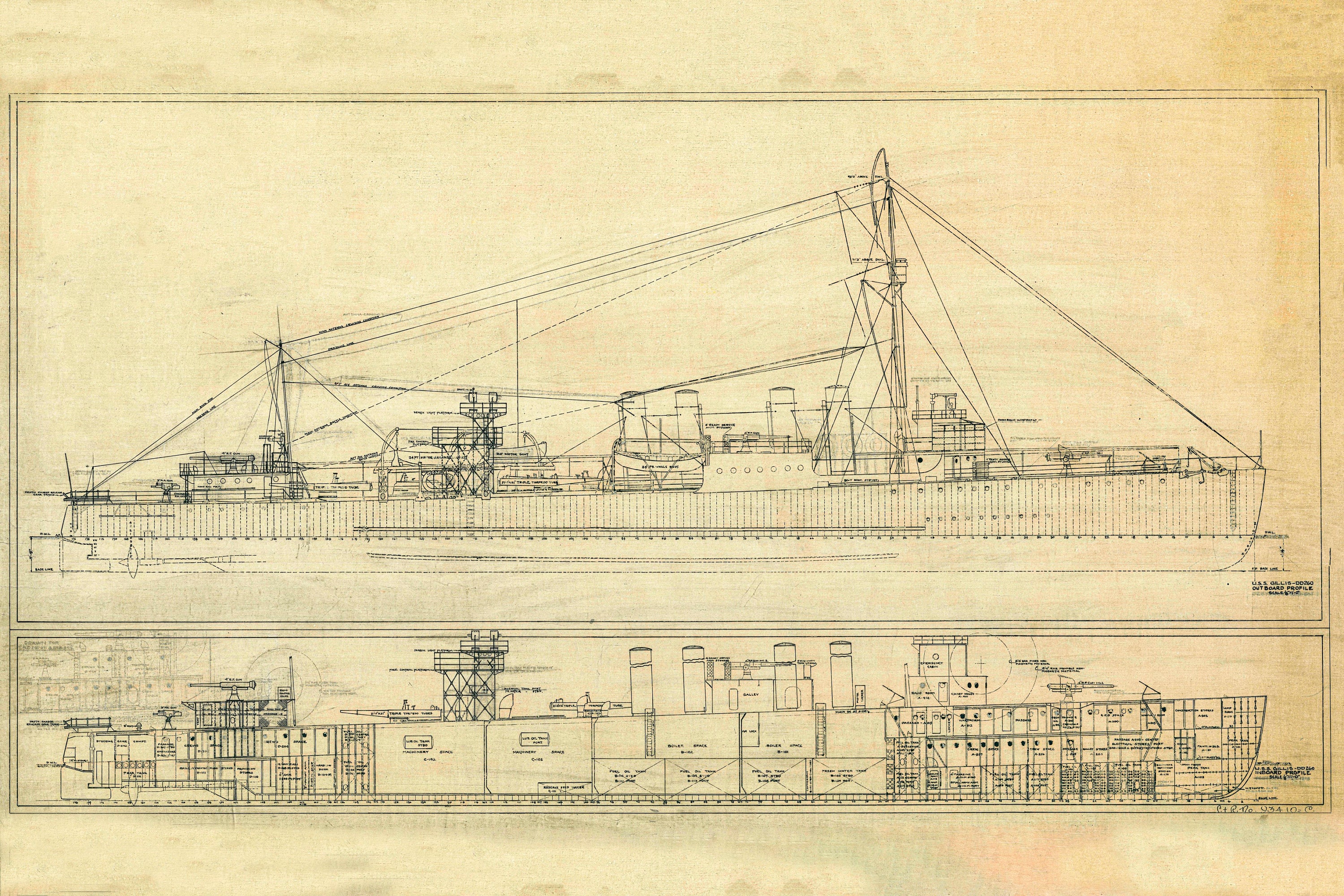 USS Gillis Blueprint Drawing - Navy Ship Blueprint, Battleship ...