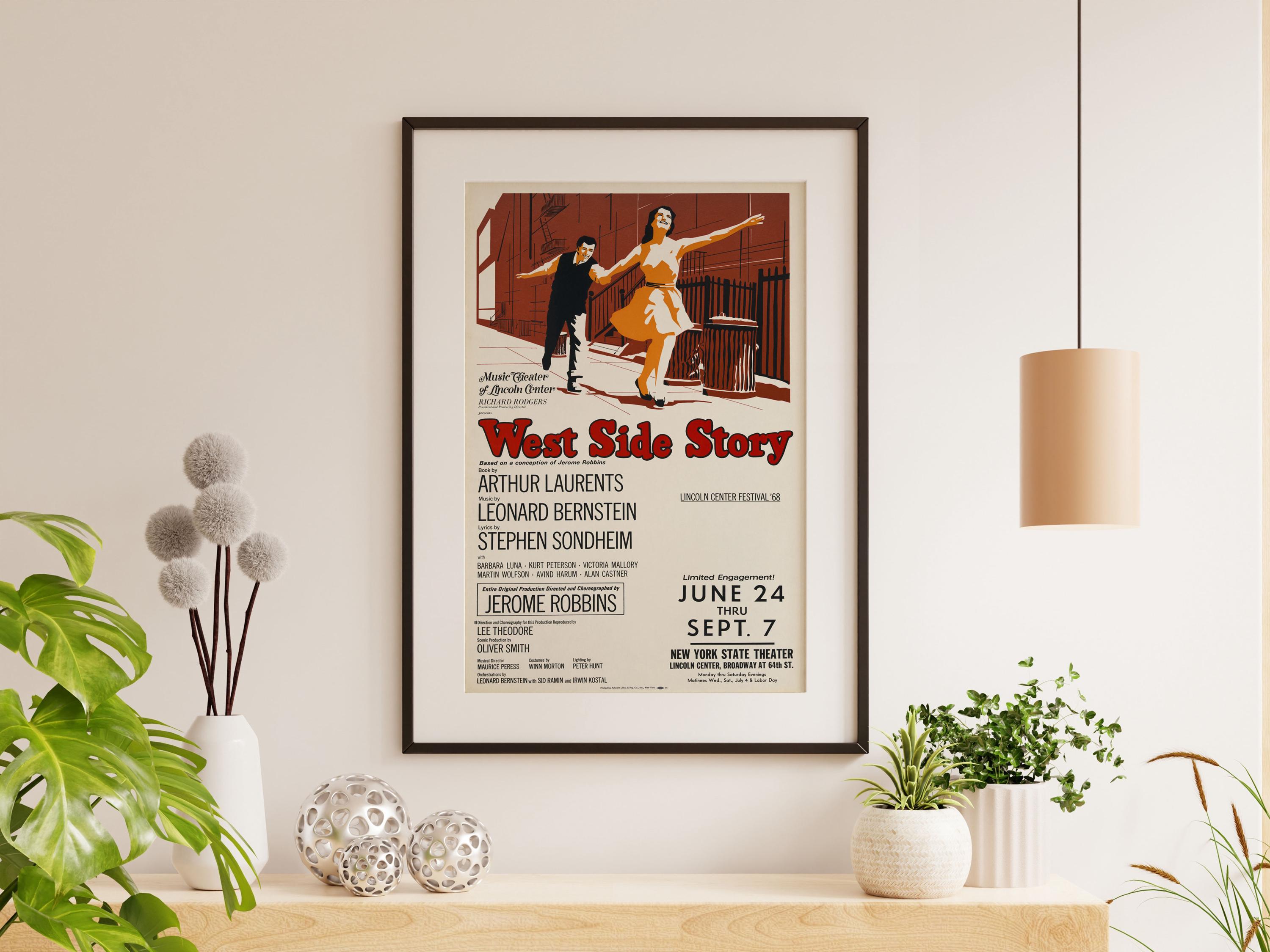 West Side Story Lincoln Center Poster - 1968 Musical Revival, Leonard ...