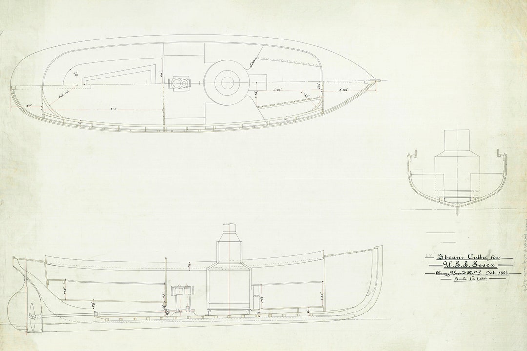 USS Essex Steam Cutter Drawing Blueprint - Ship Blueprint Drawing ...