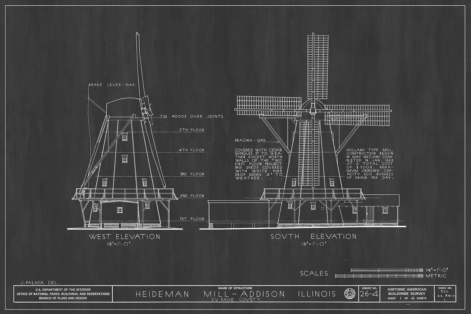 Heideman Mill Blueprint Drawing - Mill Poster, Windmill Drawing, Cabin ...