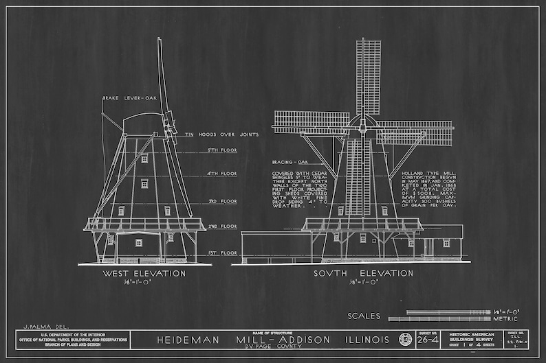 Heideman Mill Blueprint Drawing Mill Poster Windmill - Etsy UK