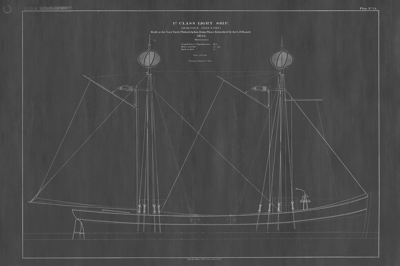 Light Ship Blueprint Drawing - 1856 Lightvessel Ship Blueprint, Light ...