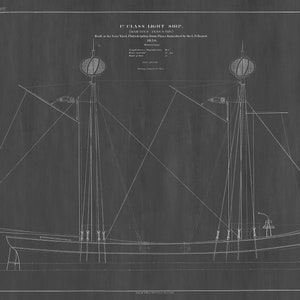 Light Ship Blueprint Drawing 1856 Lightvessel Ship Blueprint, Light ...