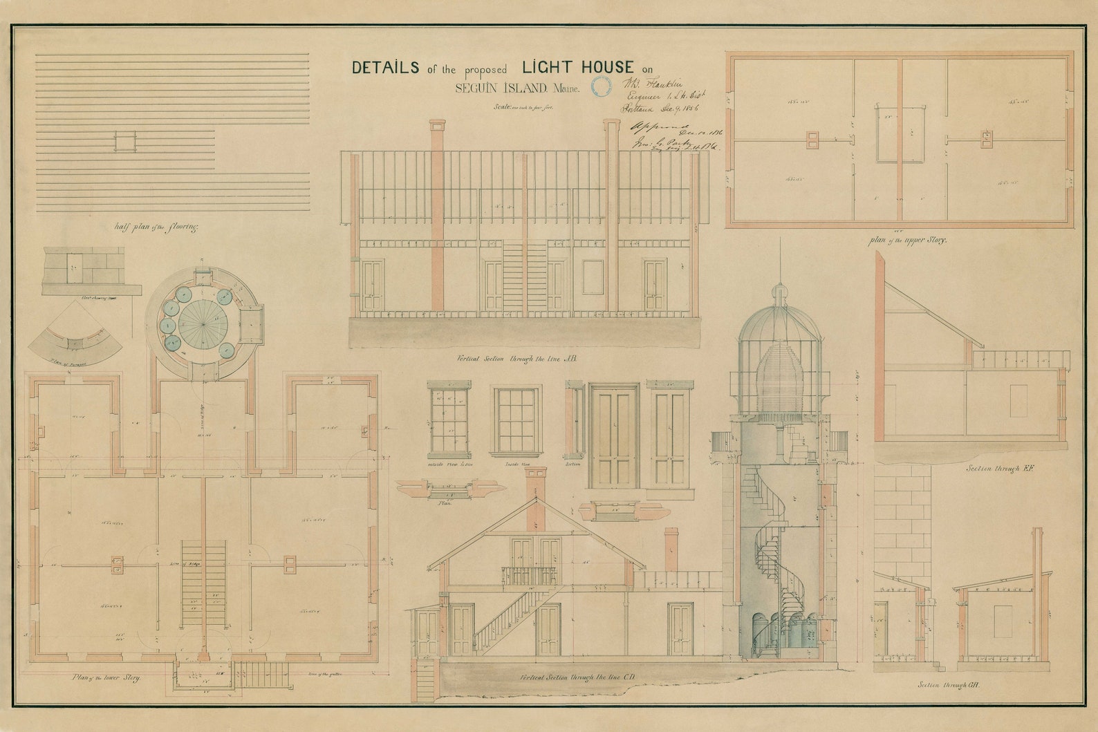 Seguin Island Lighthouse Details Blueprint - Maine Lighthouse ...