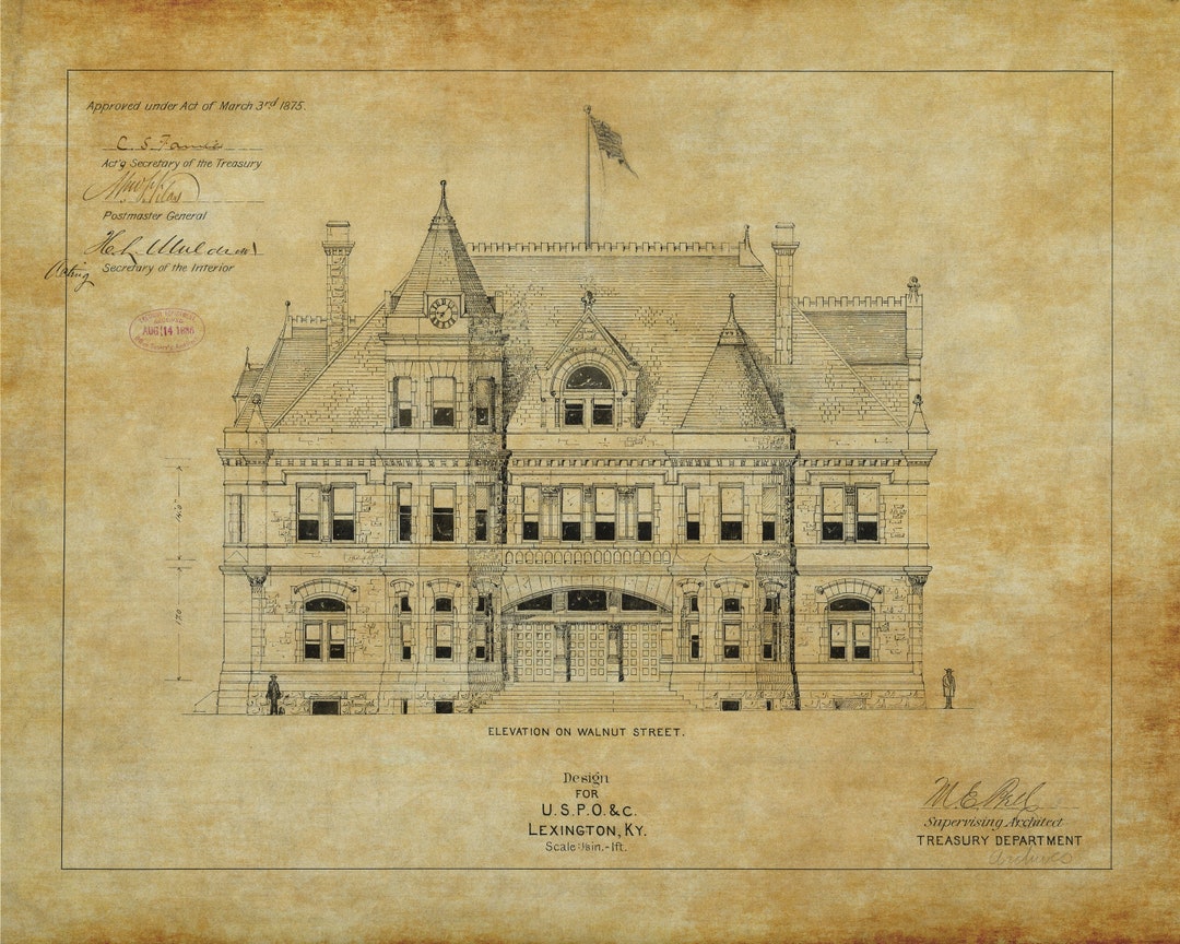 Lexington Kentucky Courthouse & Post Office Blueprint Drawing ...