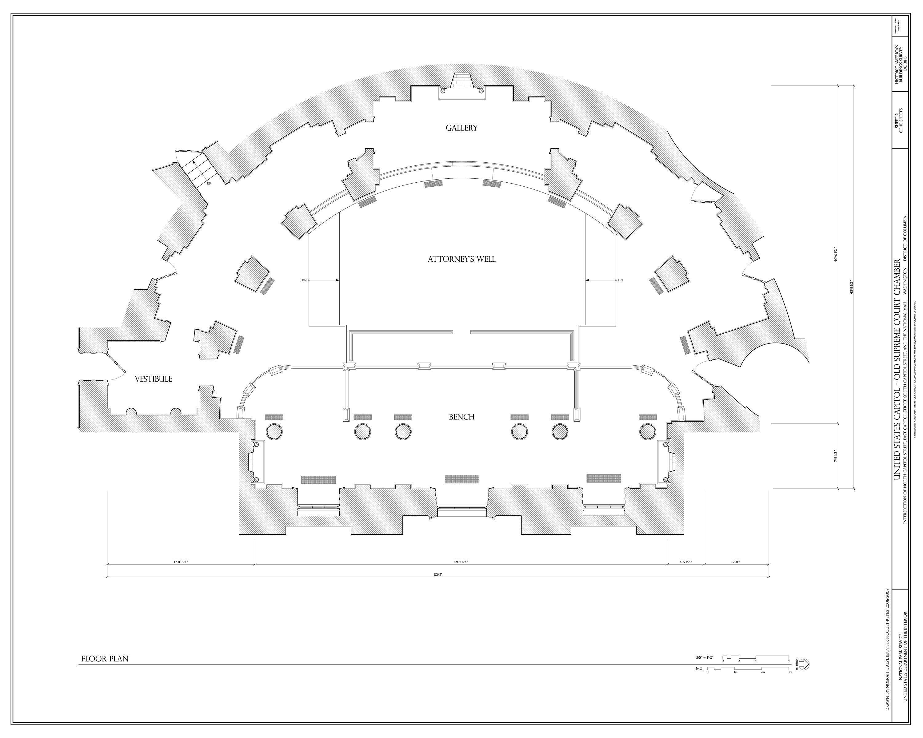 Old US Supreme Court Chamber Floor Plan Drawing Capitol Building ...
