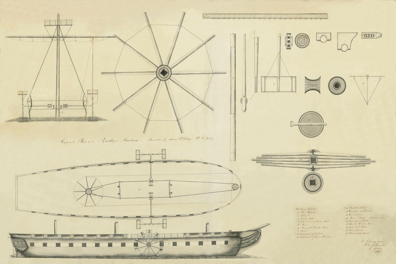 US Navy Ship Paddle Propulsion Plans - Ship Blueprint Drawing ...