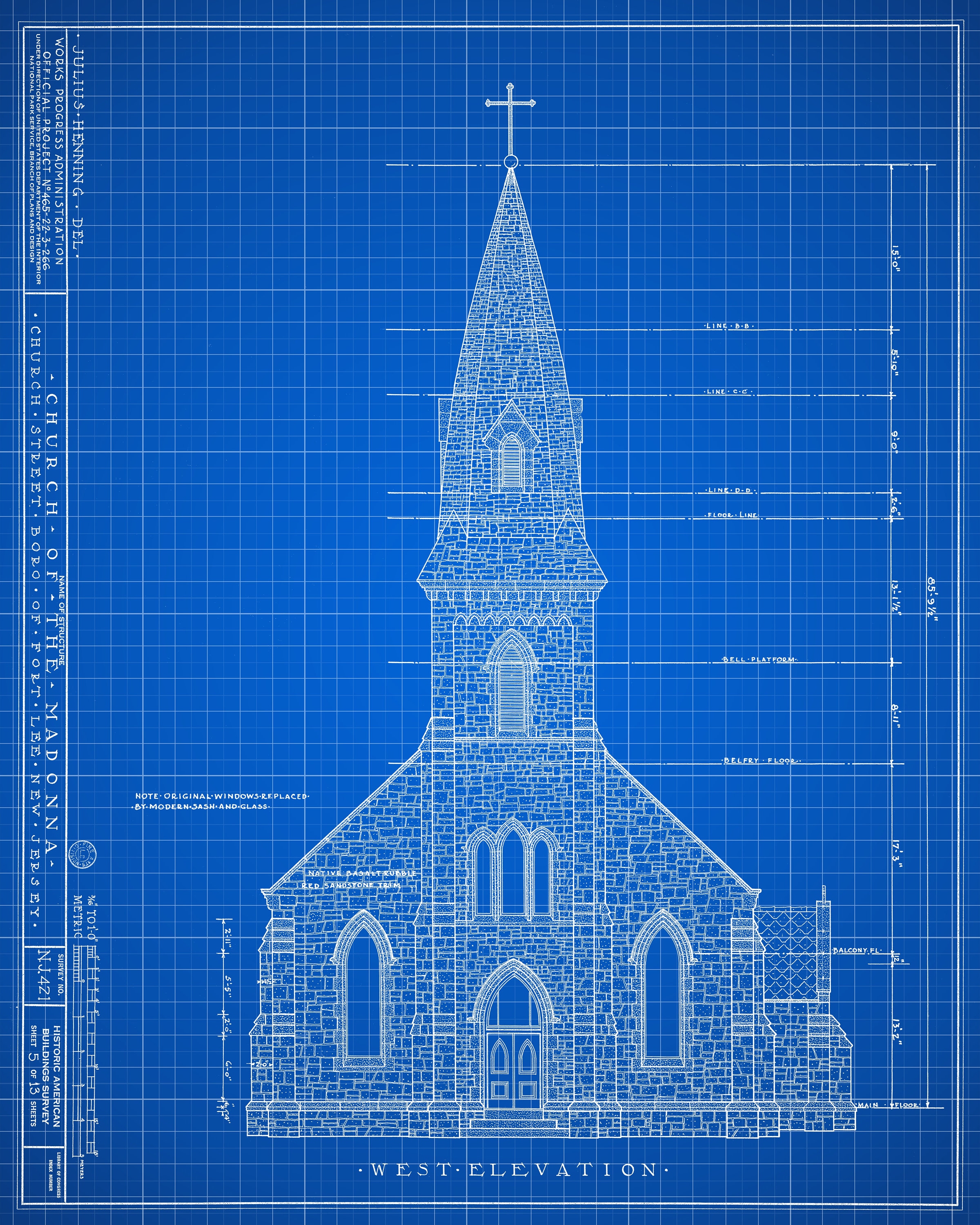 Church of the Madonna Blueprint Drawing - Fort Lee New Jersey Church ...