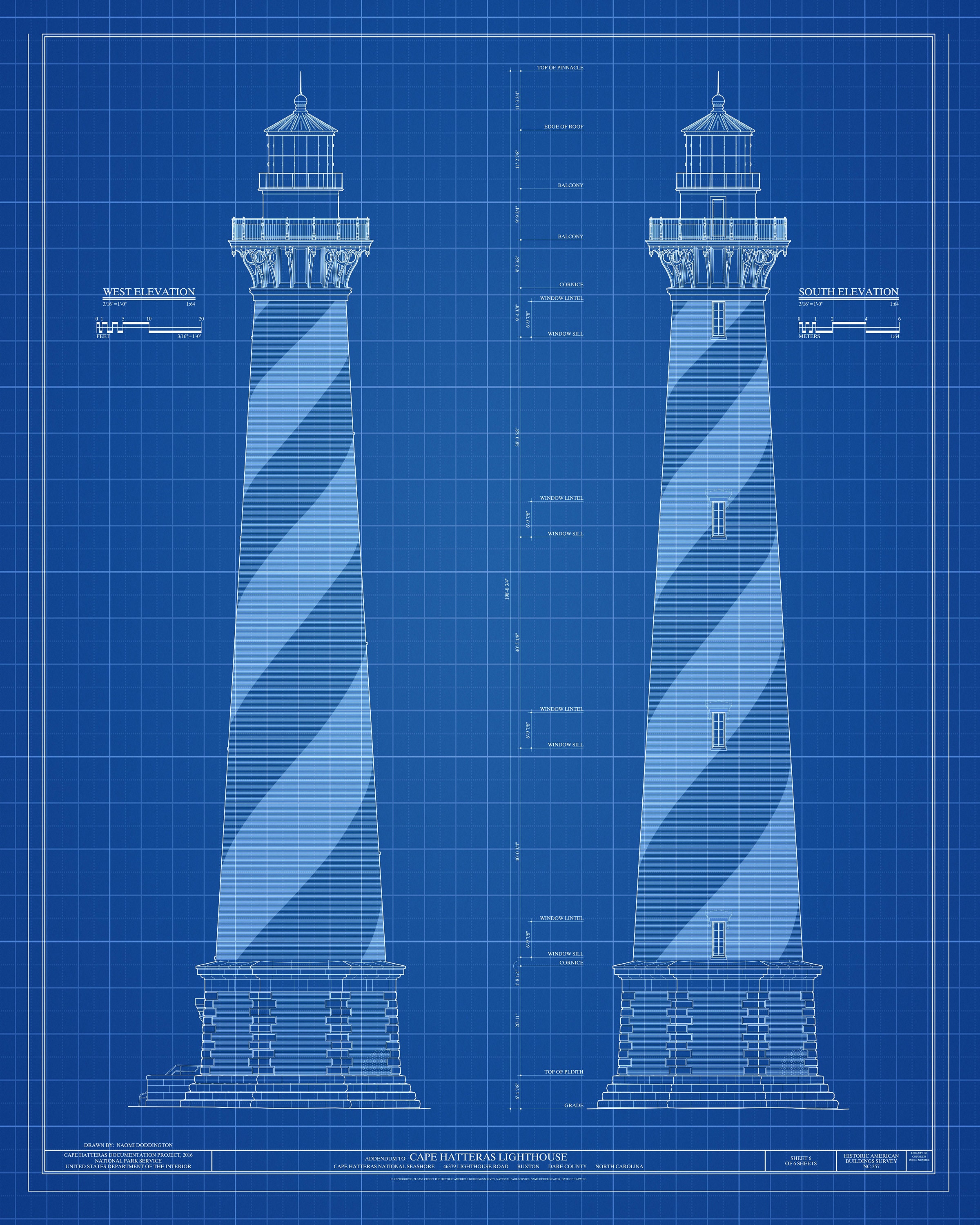 Cape Hatteras Lighthouse Blueprint - Nautical Poster, Beach House Decor ...
