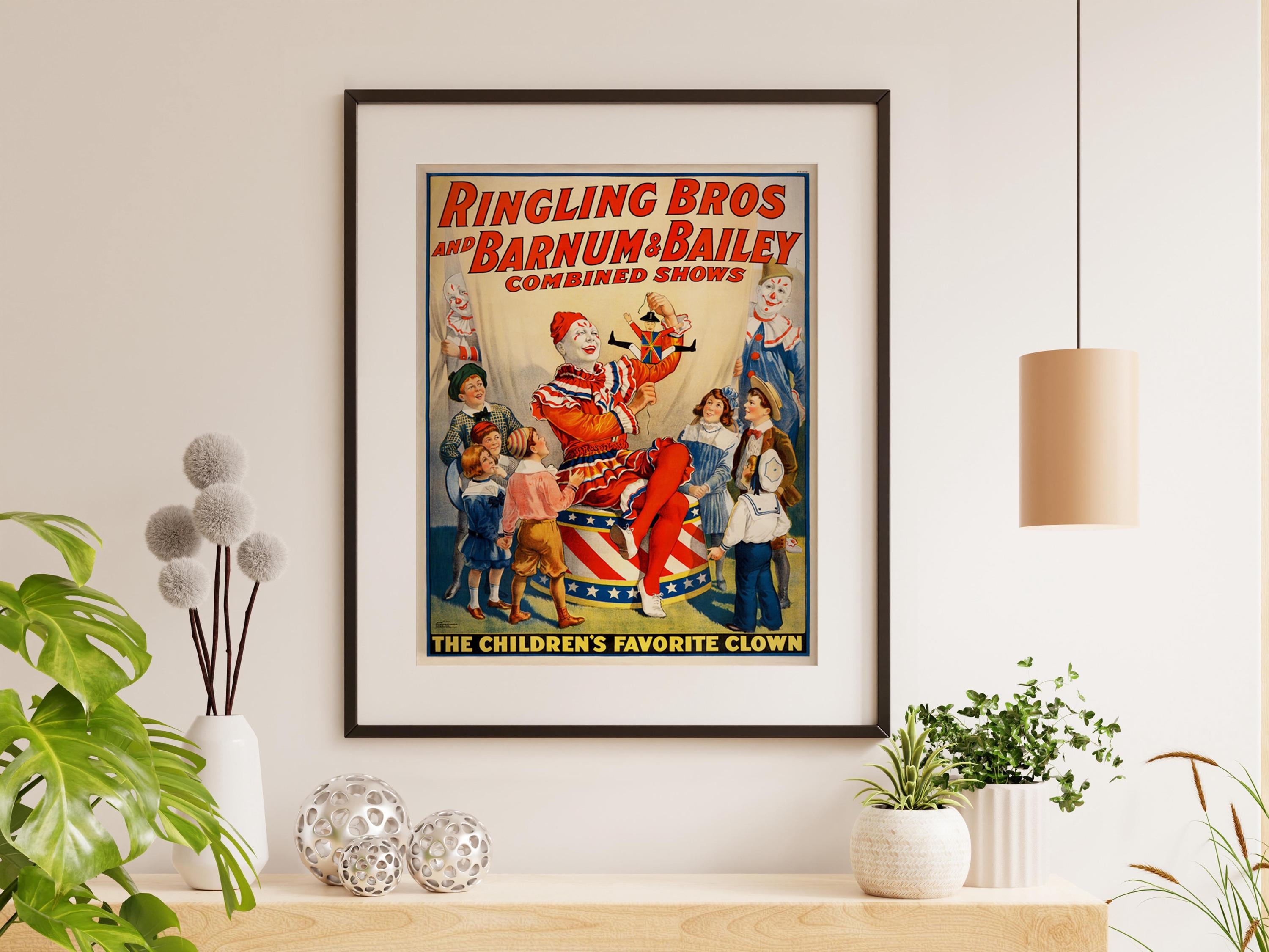Ringling Bros and Barnum & Bailey Poster Vintage Clown Art, Circus Show ...