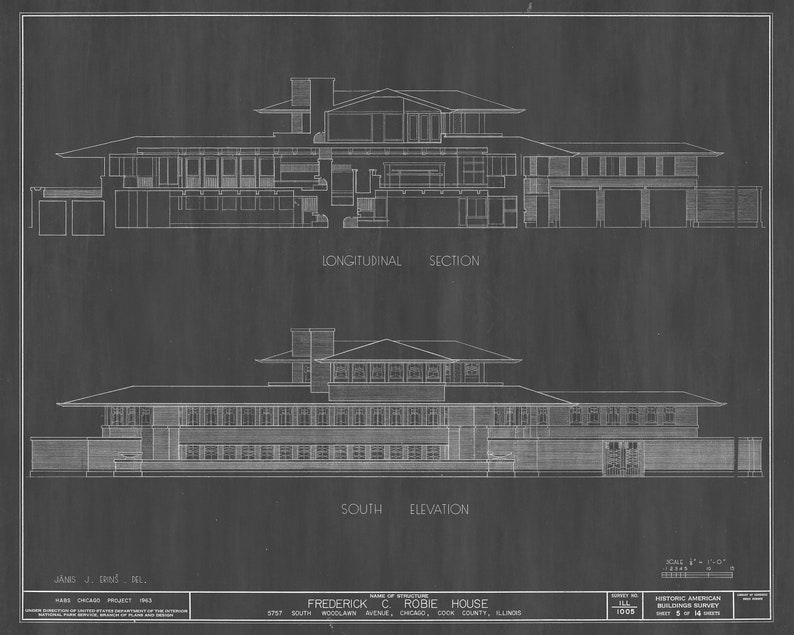 Frederick C. Robie House Drawing - Frank Lloyd Wright House Design ...