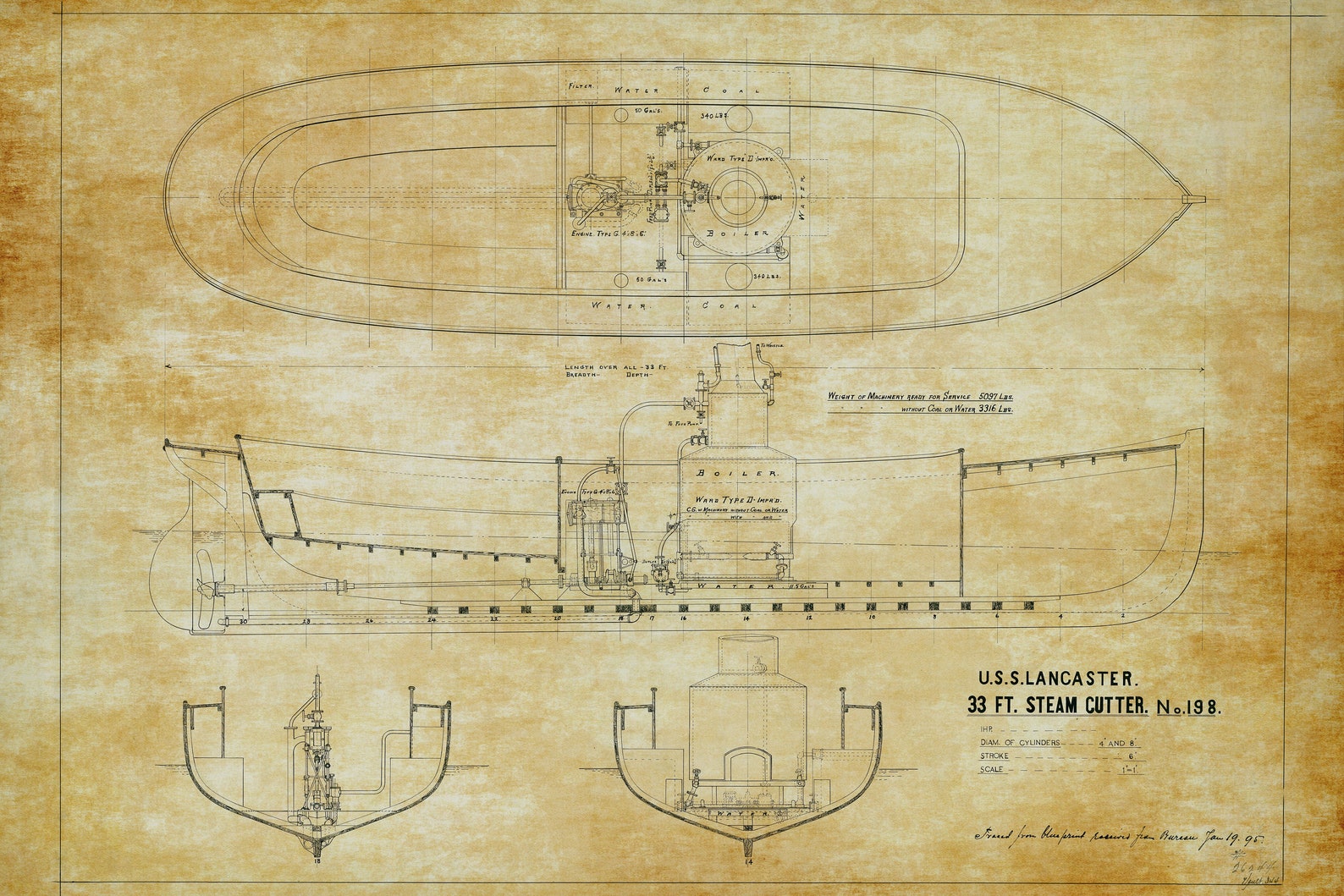 USS Lancaster Civil War Ship Blueprint Navy Ship Blueprint, Battleship ...