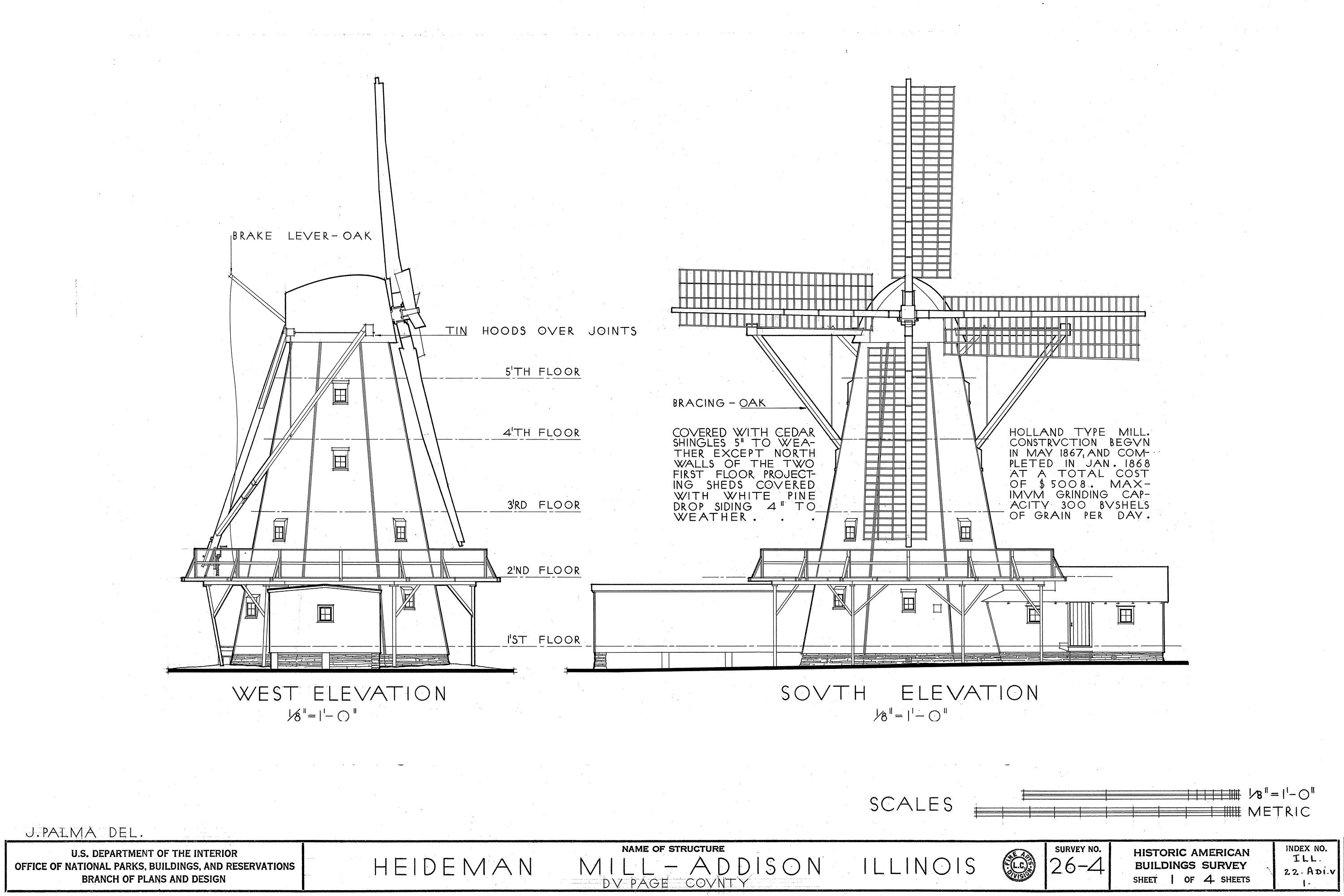 Heideman Mill Blueprint Drawing Mill Poster Windmill - Etsy UK