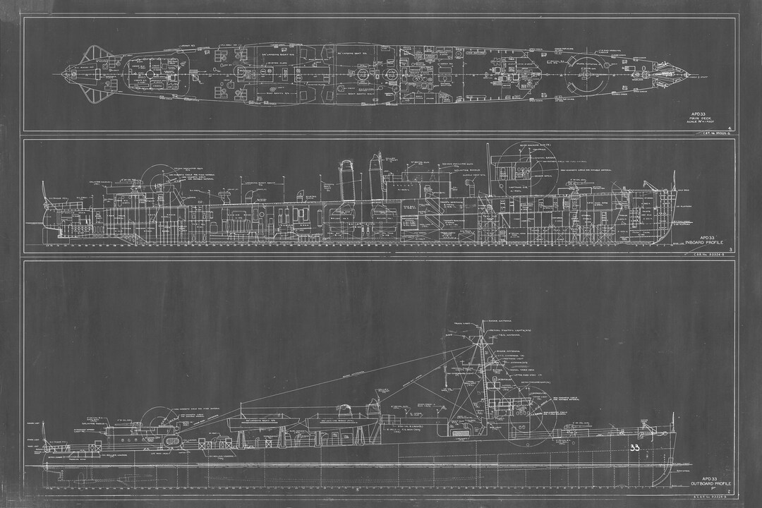 USS George E. Badger Blueprint Drawing - Navy Ship Blueprint ...