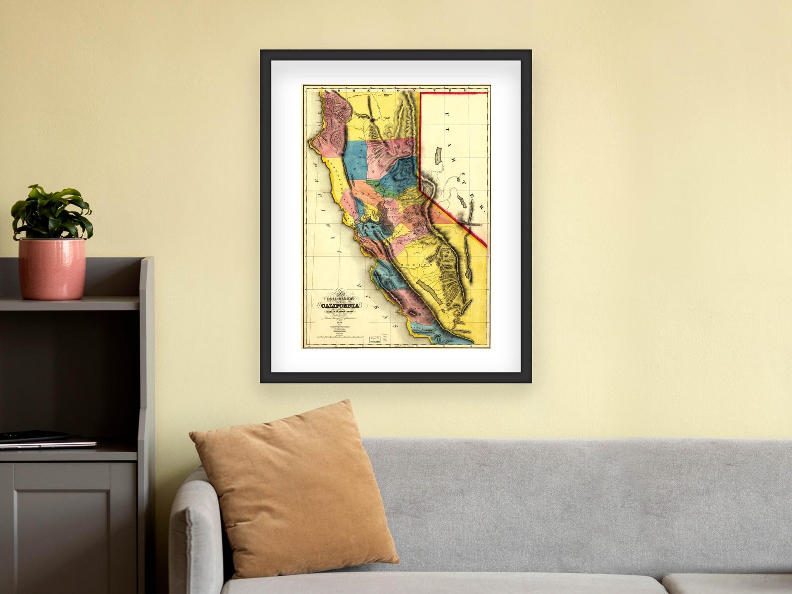 California Gold Rush Map - 1851 Historic Mining Regions Print - Etsy