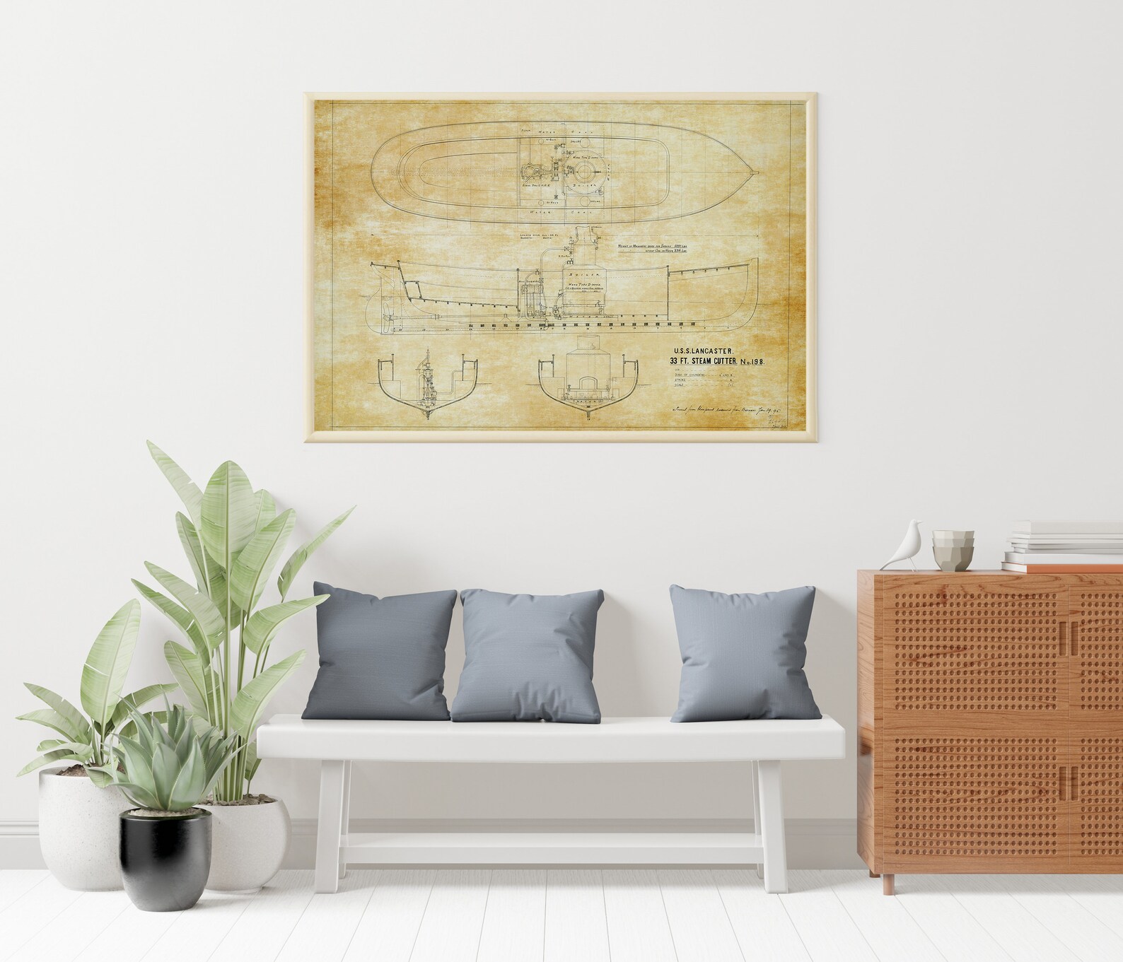 USS Lancaster Civil War Ship Blueprint Navy Ship Blueprint, Battleship ...