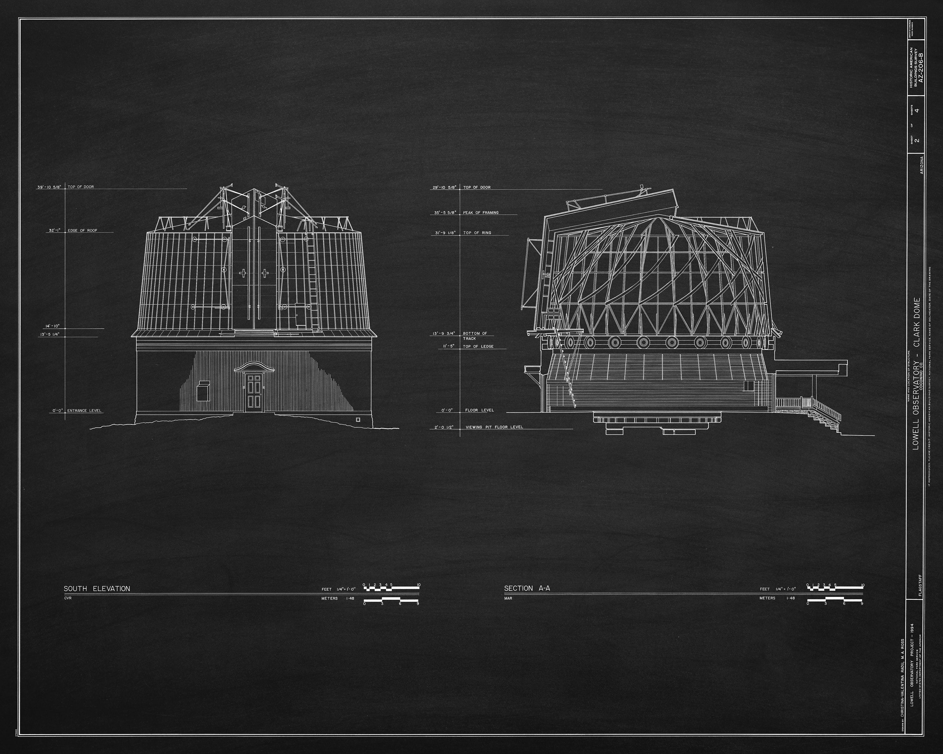 Lowell Observatory Drawing Blueprint Clark Dome Observatory, Arizona ...