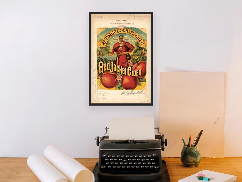 Red Jacket Cider 1886 Poster - Vintage Apple Cider Label Art Print - Etsy