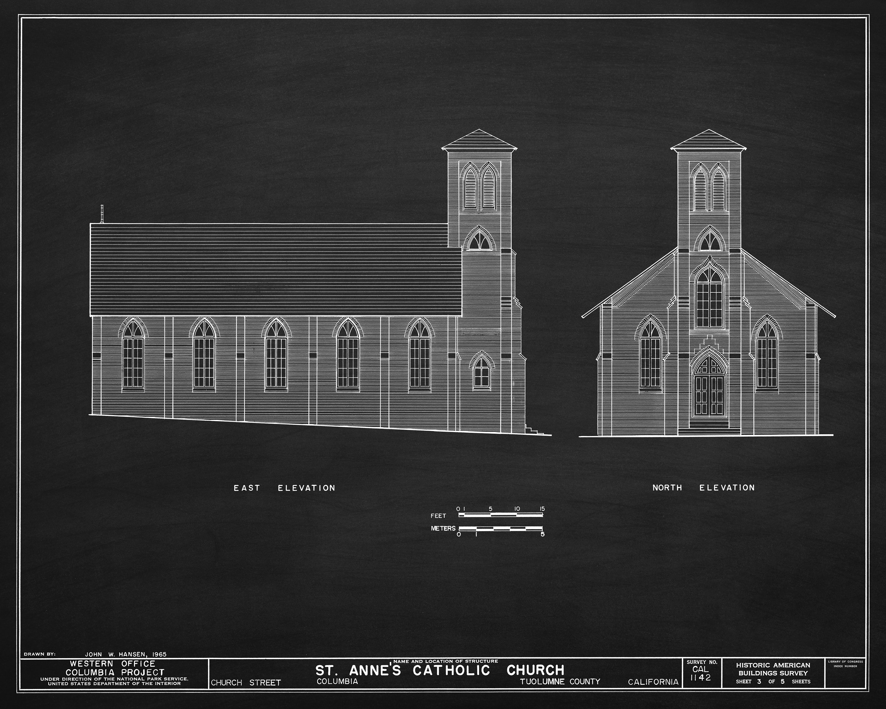 St. Anne's Catholic Church Side View Elevation Drawing California ...