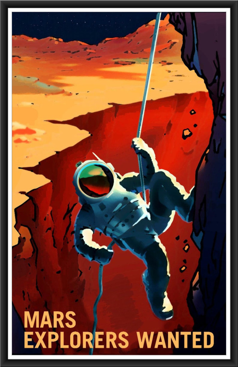 Full Set of 8 NASA Mars Recruitment Poster Prints Mars Poster, Space ...