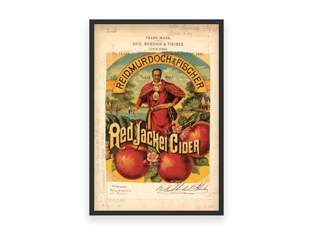 Red Jacket Cider 1886 Poster - Vintage Apple Cider Label Art Print - Etsy