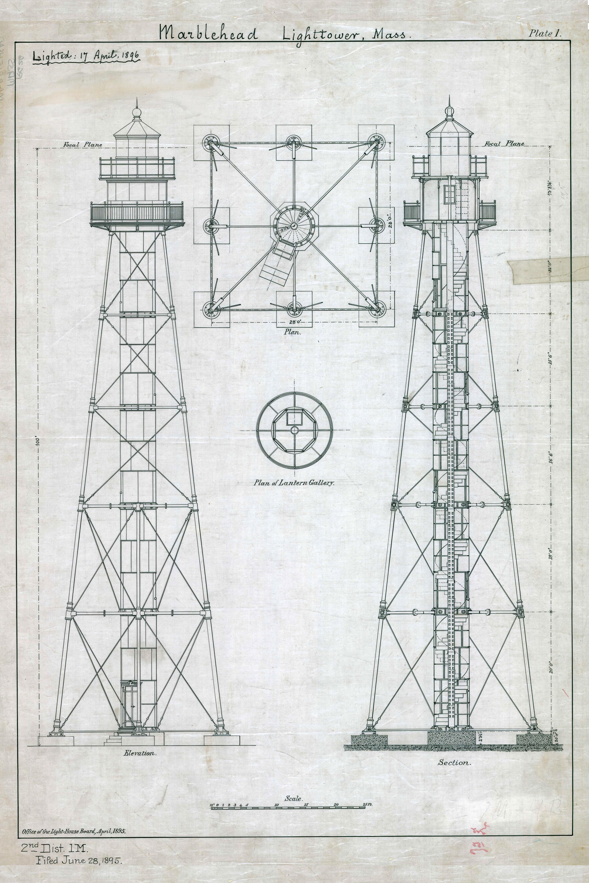 Marblehead Lighthouse Blueprint Lighthouse Print Nautical - Etsy